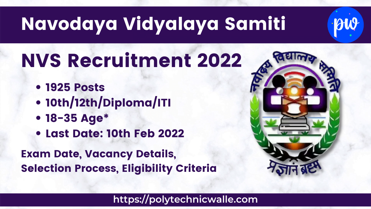 NVS Recruitment 2022, Apply Online for 1925 JE, MTS & Non-Teaching ...