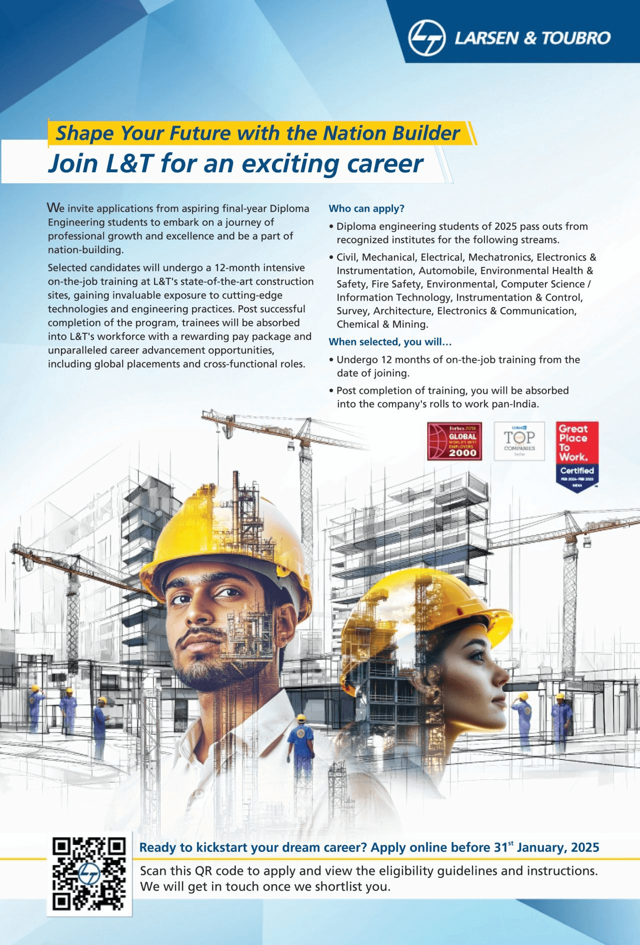 L&T Construction Recruitment 2025: Diploma Engineer Trainee ...